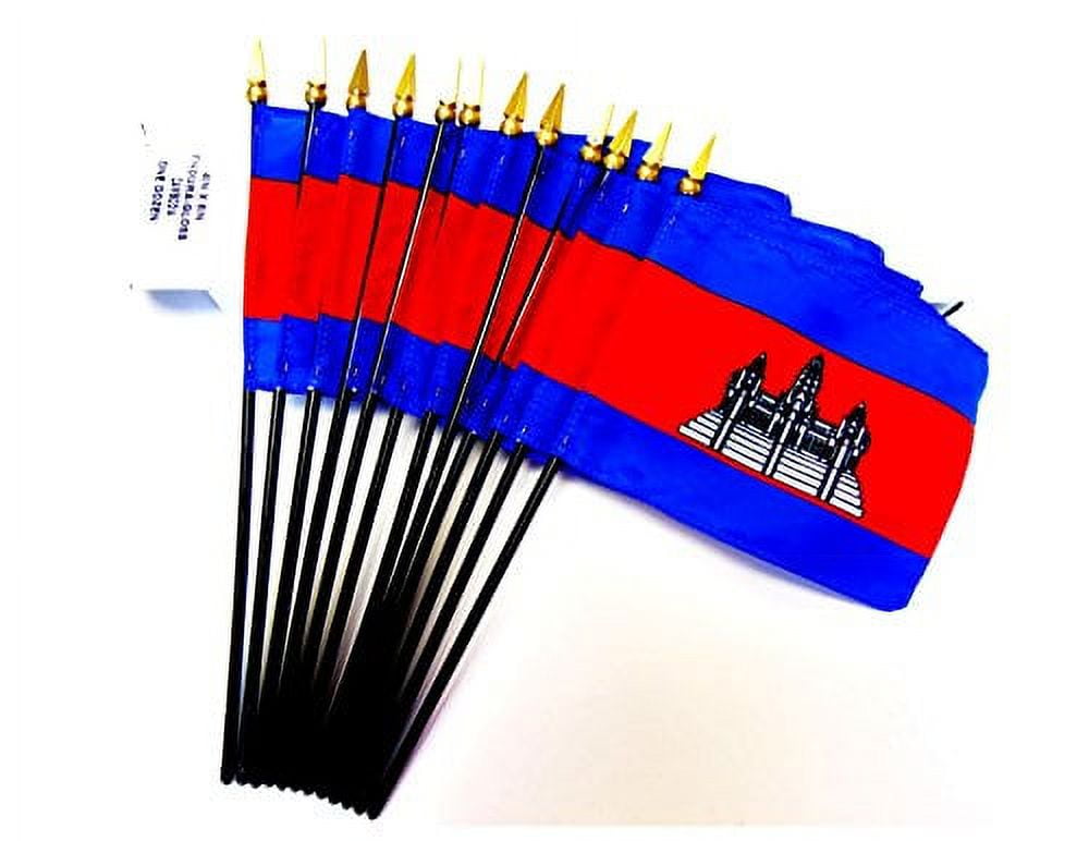 Box of 12 Mini Cambodia Desk & Table Flags (4"x6") - High-Quality ...