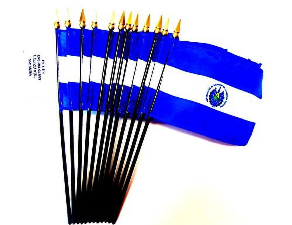 Box of 12 Mini El Salvador Desk & Table Flags (4"x6") - High-Quality ...