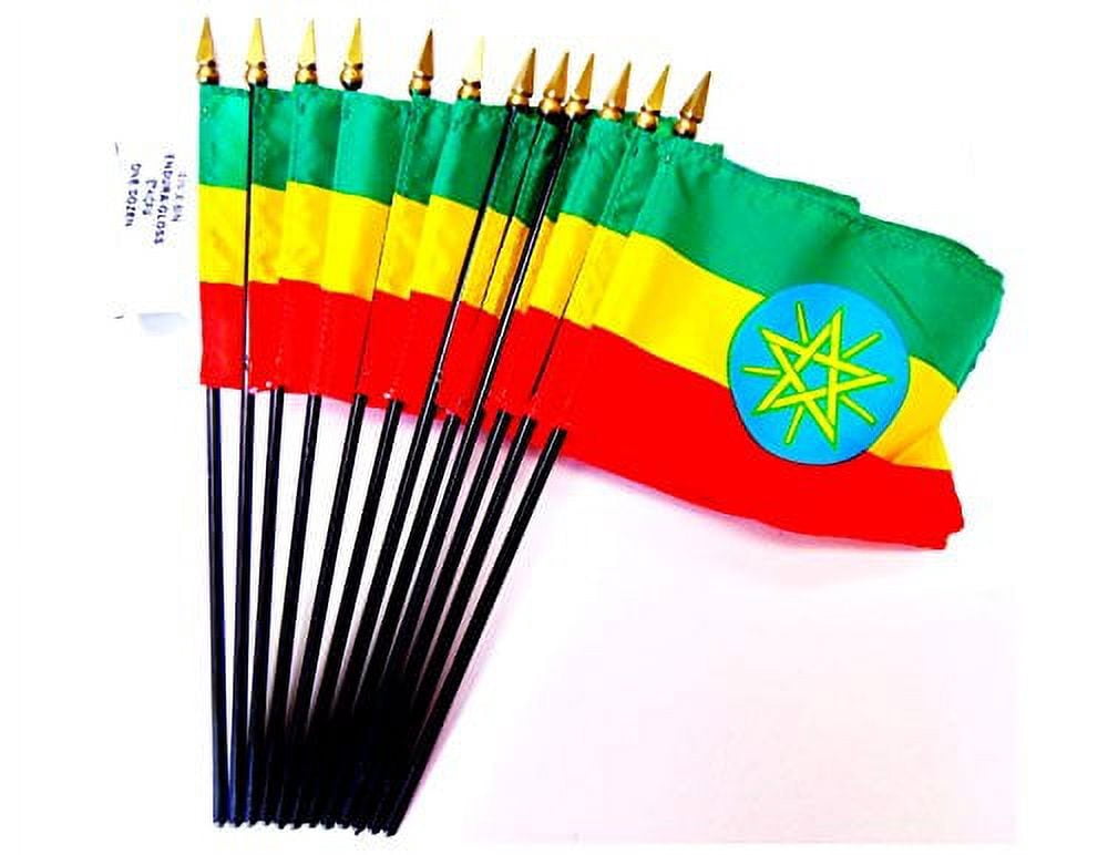 Box of 12 Mini Ethiopia Desk & Table Flags (4"x6") - High-Quality ...