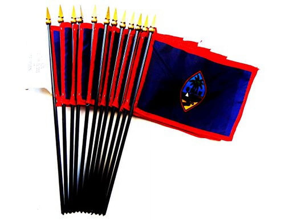 Box of 12 Mini Guam Desk & Table Flags (4"x6") - High-Quality American ...