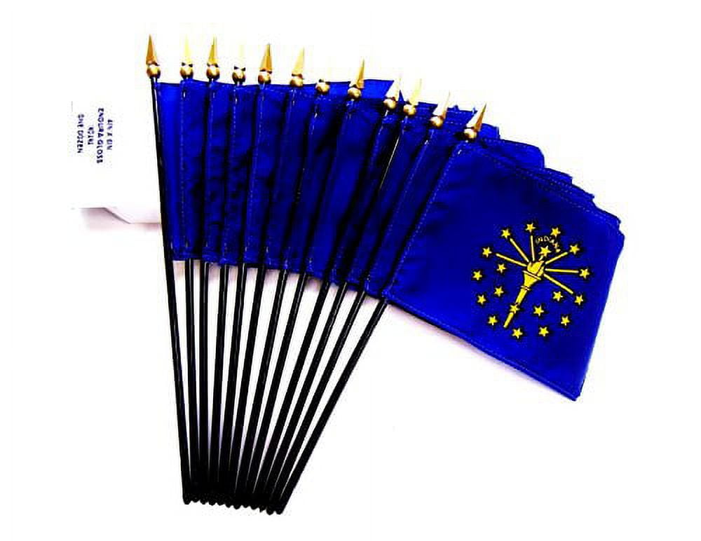 Box of 12 Indiana 4"x6" Miniature Desk & Table Flags; 12 American Made ...