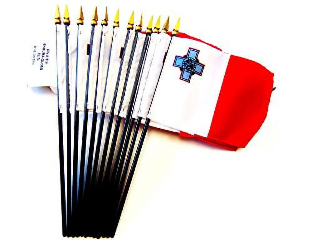 Box of 12 Mini Malta Desk & Table Flags (4"x6") - High-Quality American ...