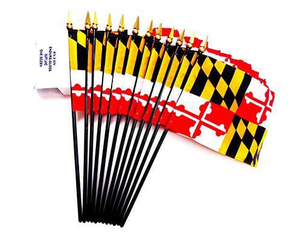 Box of 12 Maryland 4"x6" Miniature Desk & Table Flags; 12 American Made ...