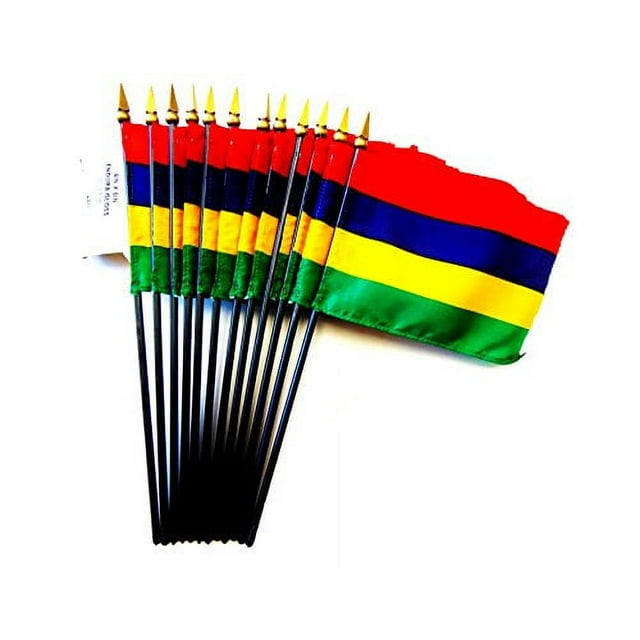 Box of 12 Mini Mauritius Desk & Table Flags (4"x6") - High-Quality ...
