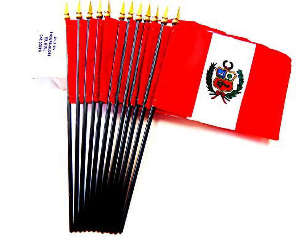 Box of 12 Mini Peru Desk & Table Flags (4"x6") - High-Quality American ...