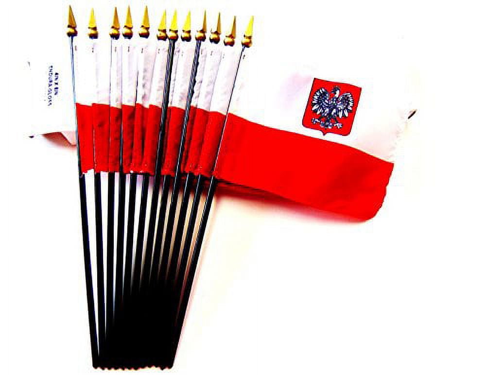 Box of 12 Mini Poland with Eagle Desk & Table Flags (4"x6") - High ...