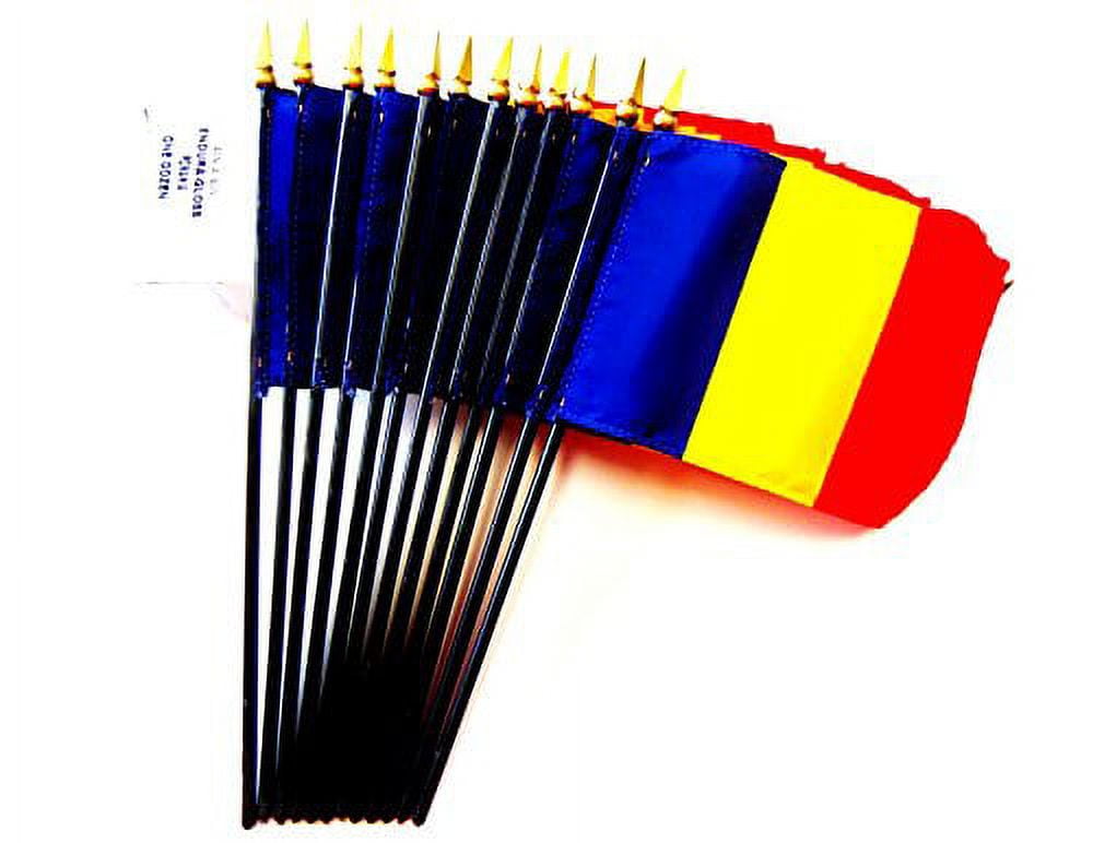 Box of 12 Mini Romania Desk & Table Flags (4"x6") - High-Quality ...