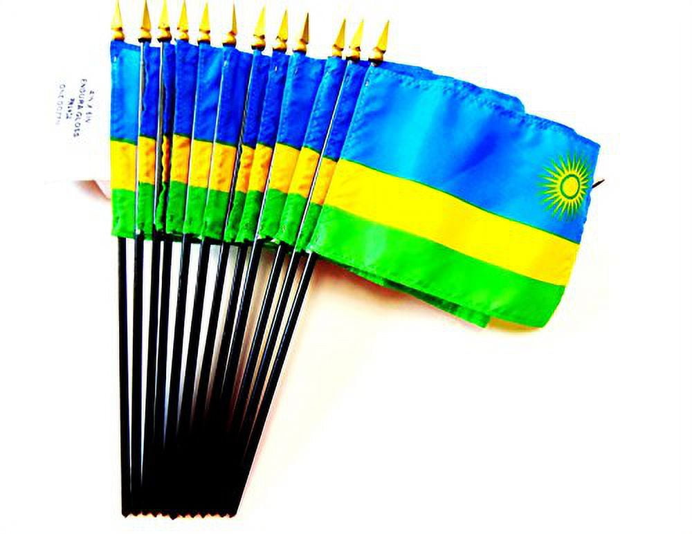 Box of 12 Mini Rwanda Desk & Table Flags (4"x6") - High-Quality ...