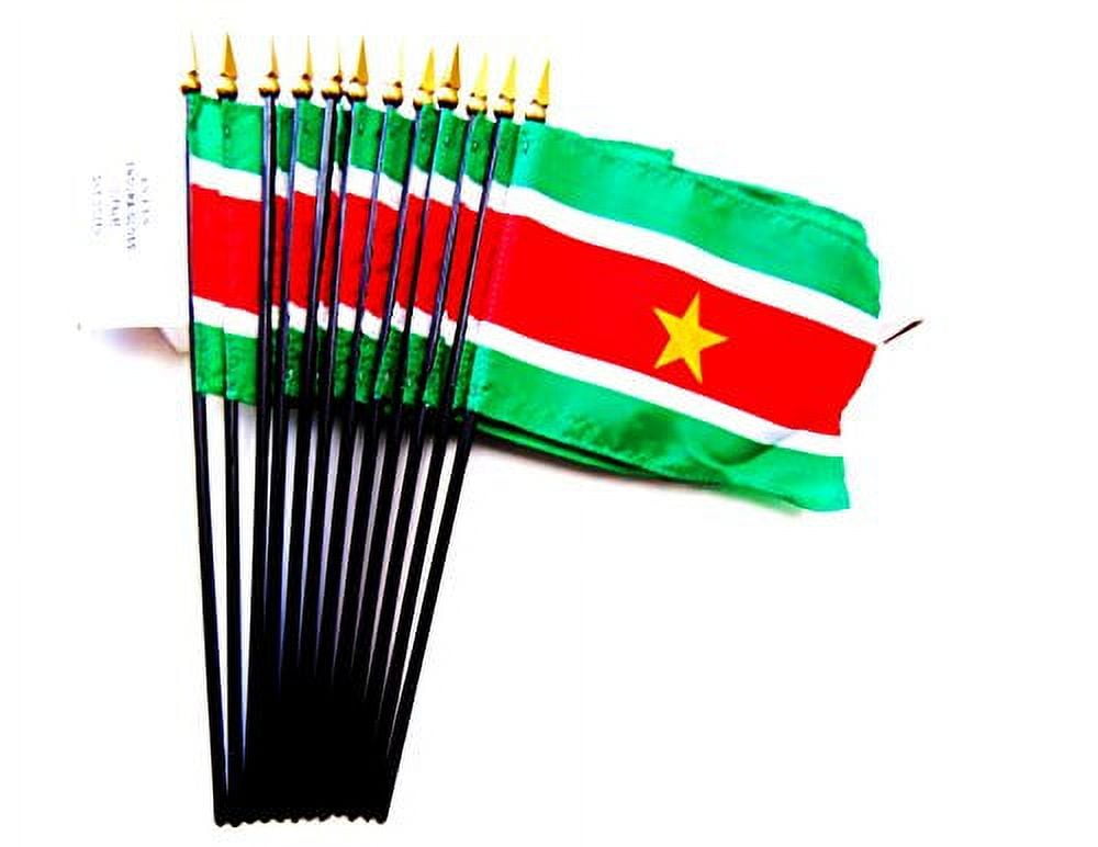 Box of 12 Mini Suriname Desk & Table Flags (4"x6") - High-Quality ...