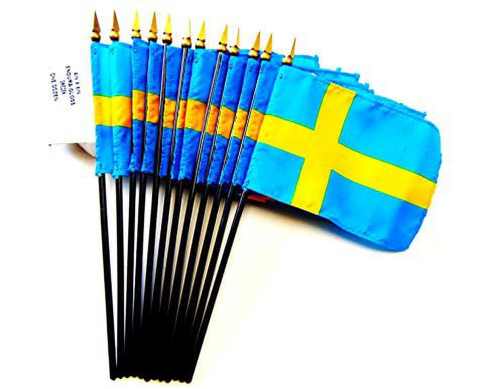Box of 12 Mini Sweden Desk & Table Flags (4"x6") - High-Quality ...
