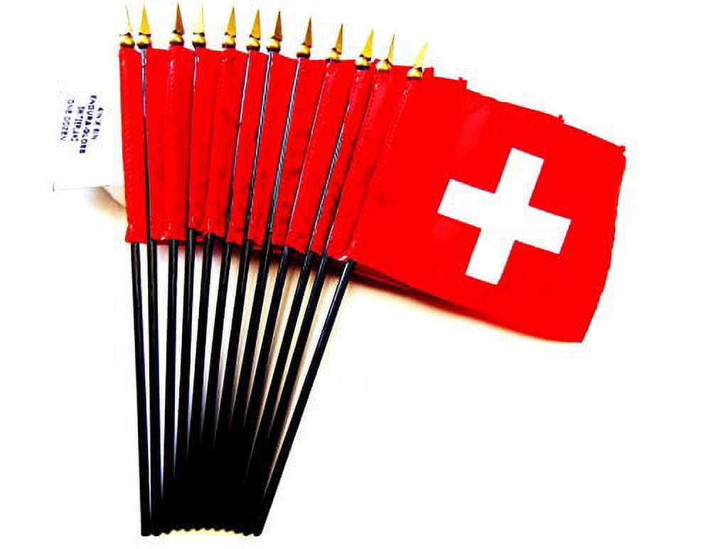 Box of 12 Mini Switzerland Desk & Table Flags (4"x6") - High-Quality ...
