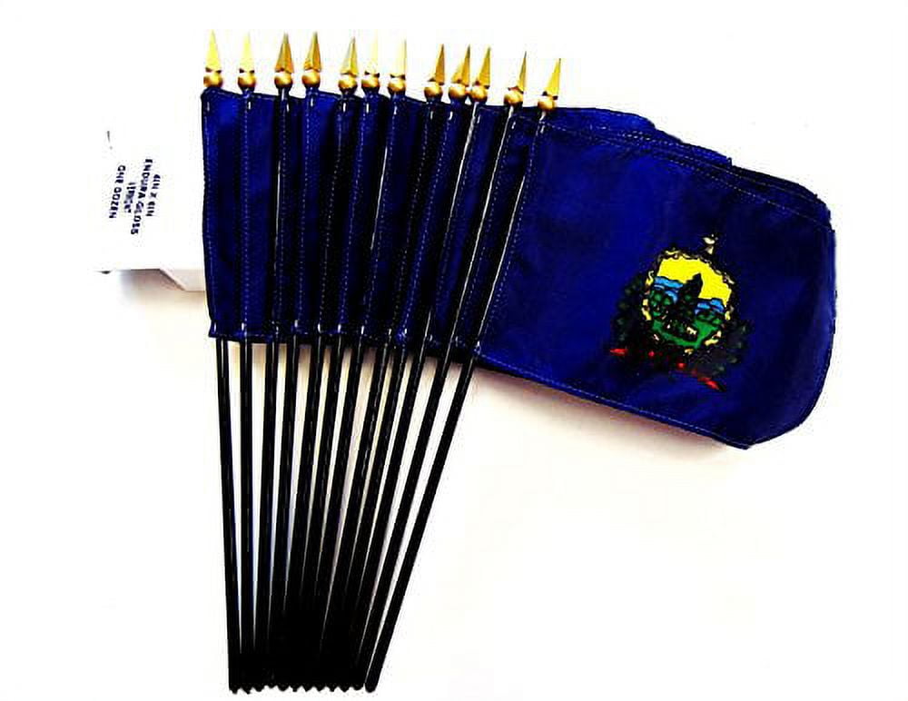 Box of 12 Vermont 4"x6" Miniature Desk & Table Flags; 12 American Made ...