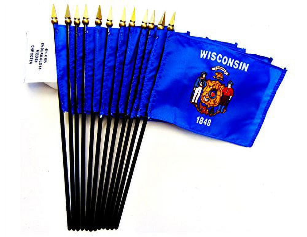 Box of 12 Wisconsin 4"x6" Miniature Desk & Table Flags; 12 American ...