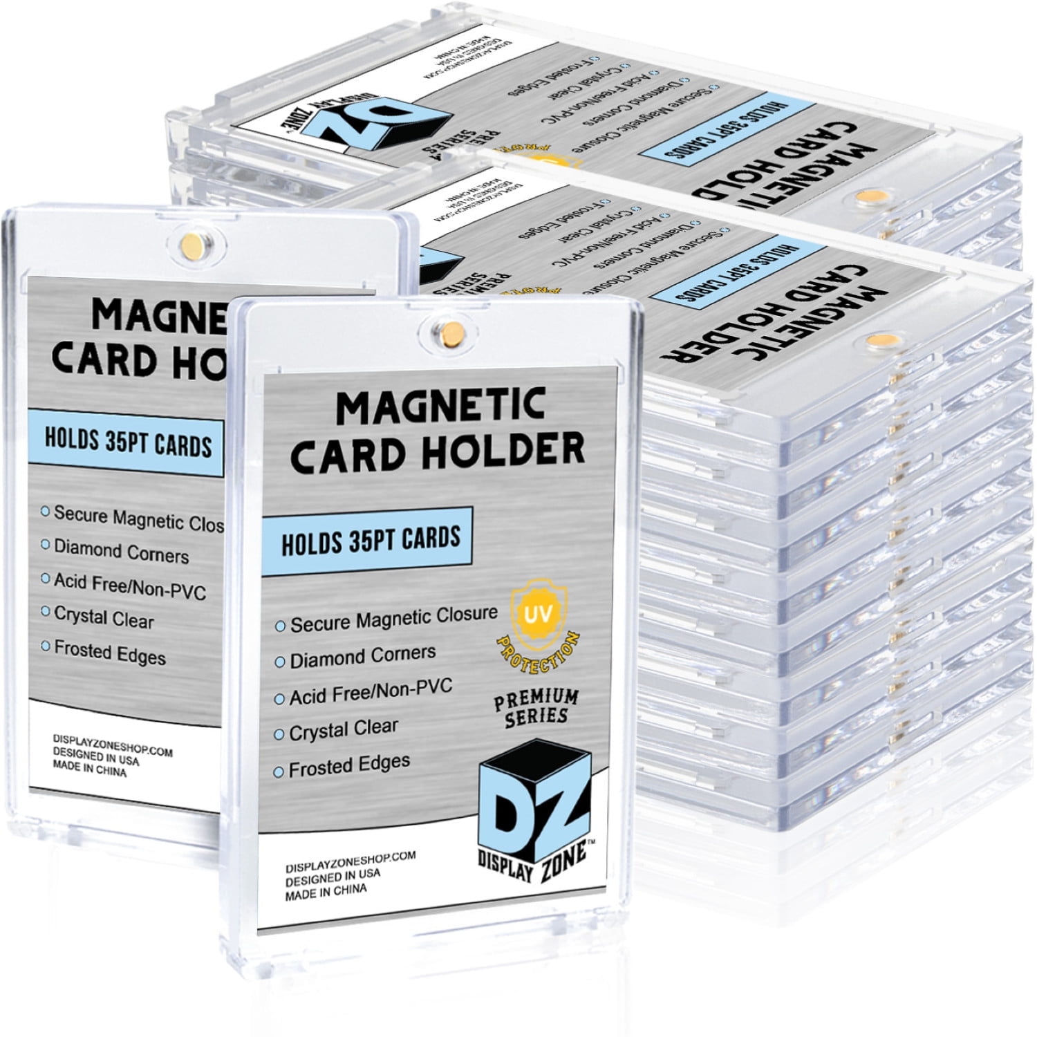 (Box 25) Display Zone 35pt UV Magnetic Trading Card Holder ONE-Touch ...