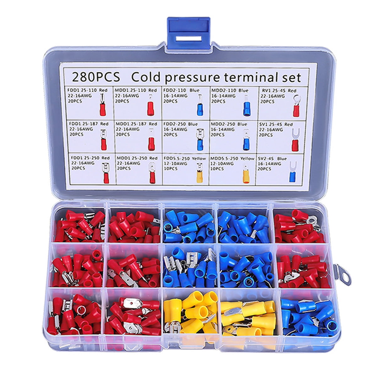 Box Of 280 Electrician Terminals, Electrical Crimp Terminals, 280 Pcs ...