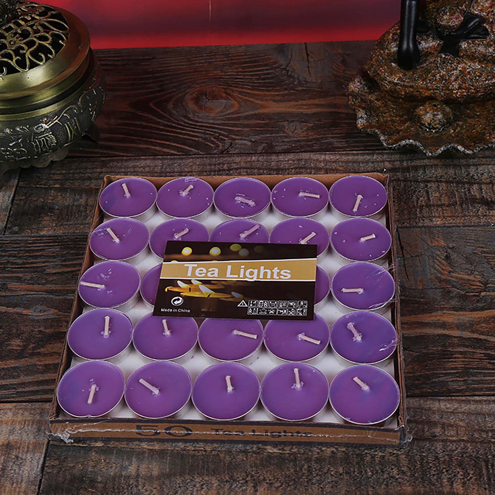 Box of 50 Round Tealight Candles in Aluminum Cups, Unscented Paraffin ...