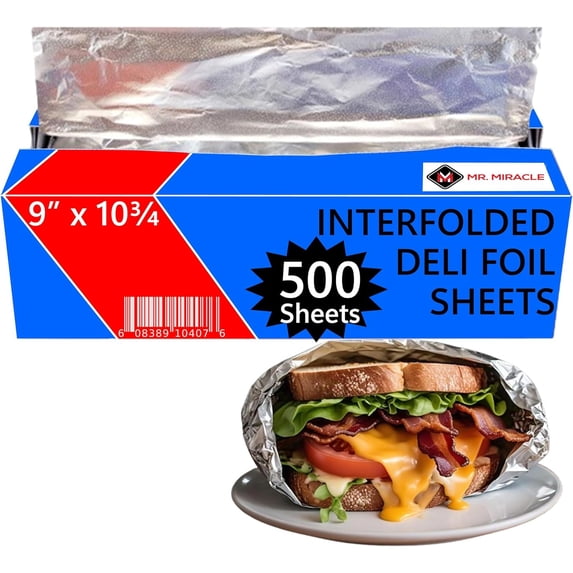 Box of 500 - Pre-Cut 9" Aluminum Foil Sheets 9x10" Wide & Heat-Tolerant ...