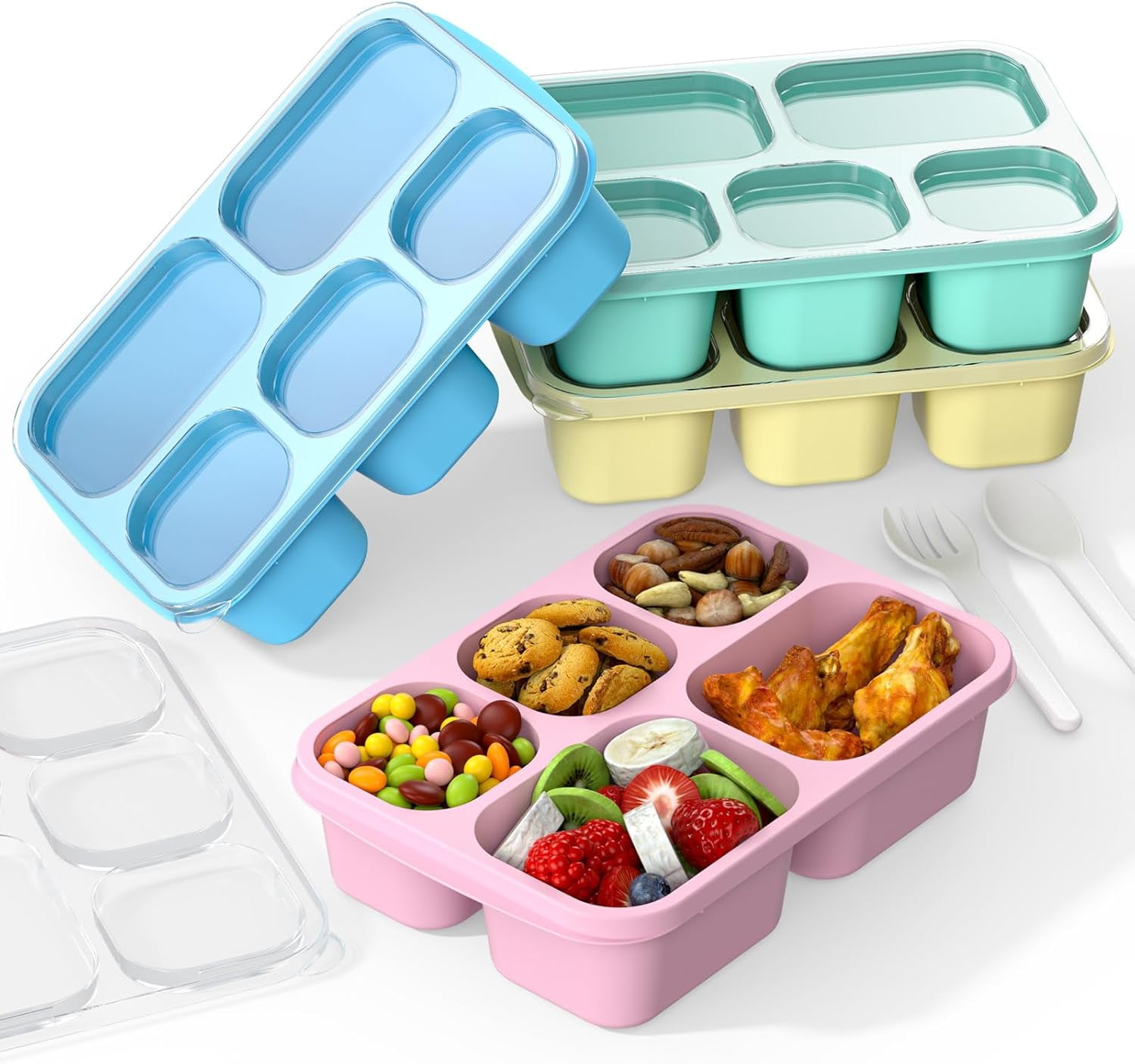 Box Adult Lunch Box - 4 Pack, 5 - Compartment Meal Prep Container for ...