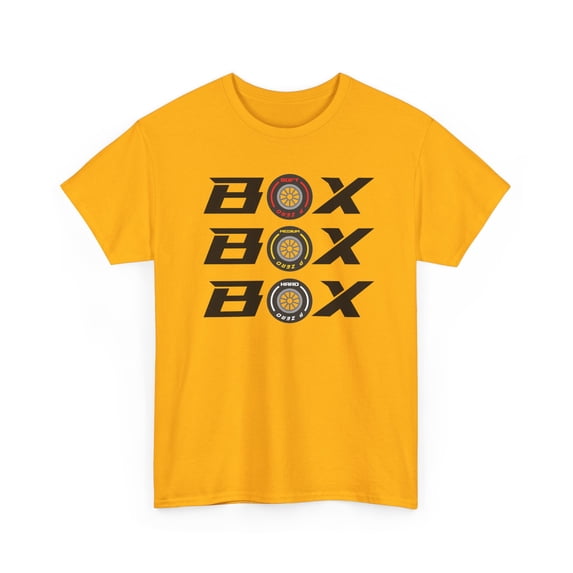 Box Box Box T-Shirt | Pit Stop Racing Fan Unisex Cotton Tee (Gold, 2XL ...
