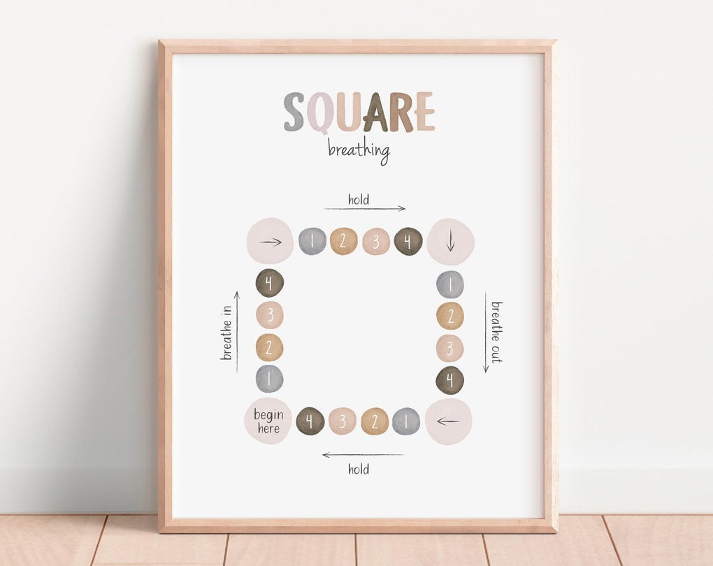 Box Breathing Poster, Calming Corner Poster, Counseling Office Decor ...