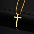 Box Chain Cross Pendant Necklaces for Men, Simple Plain 14K White Gold ...