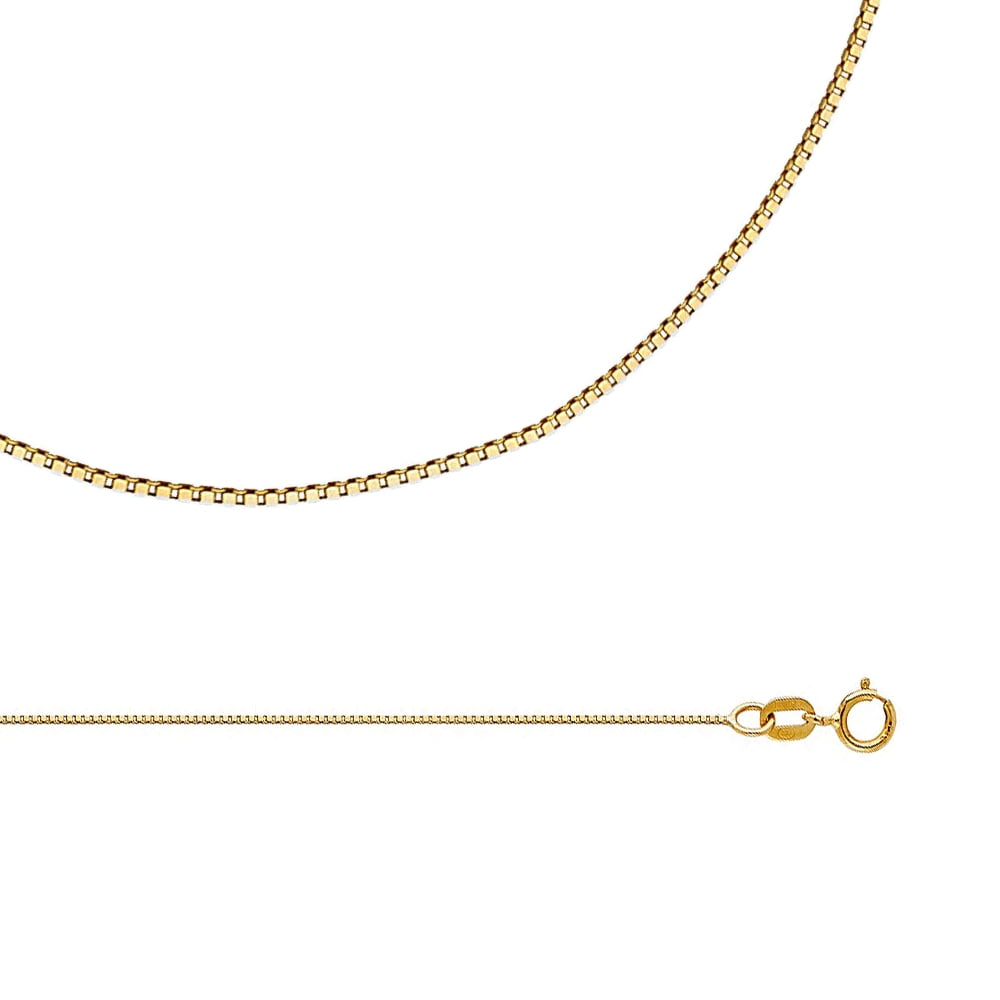 Box Chain Solid 14k Yellow Gold Necklace Plain Square Links Polished ...