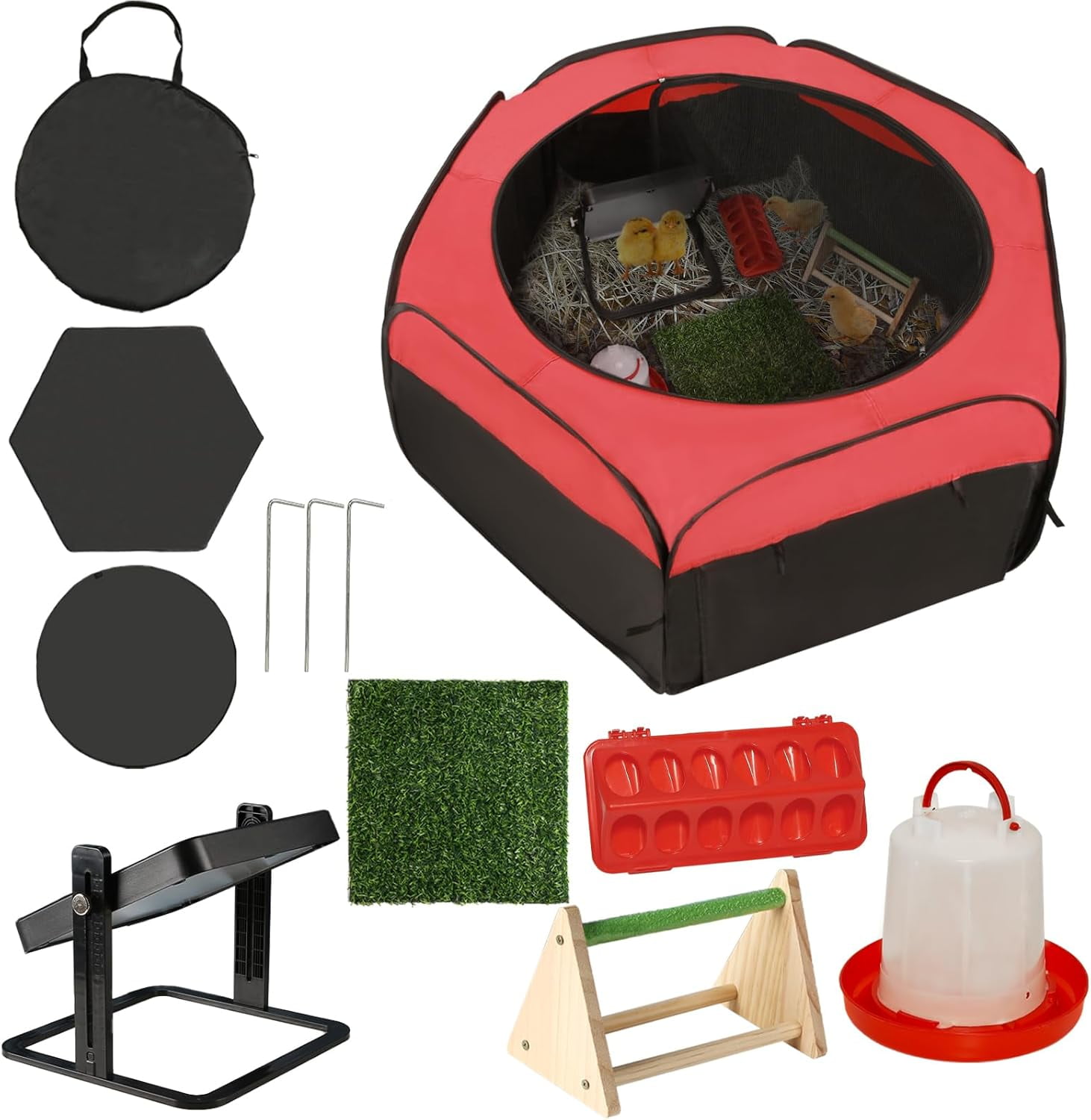 Box for Chick Starter Kit - 2025 Upgrade Dual Door Chicken Brooder Pen/Playpen/Tent with 10*10 ...