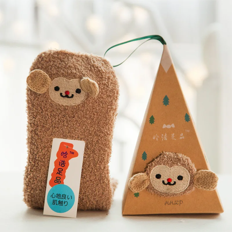 Box Christmas Gift Socks Women Cute Thermal Fluffy Fuzzy Soft Velvet ...