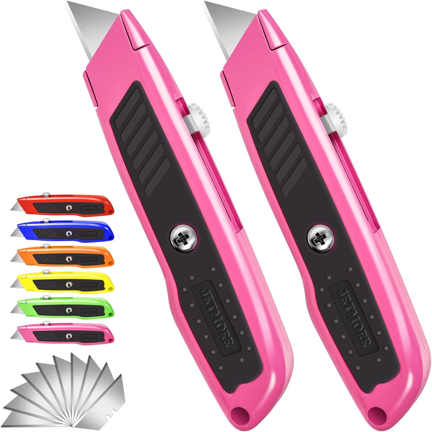 Box Cutter, 2 Pack Pink Utility Knife, Durable Razor Knife, Box Opener ...