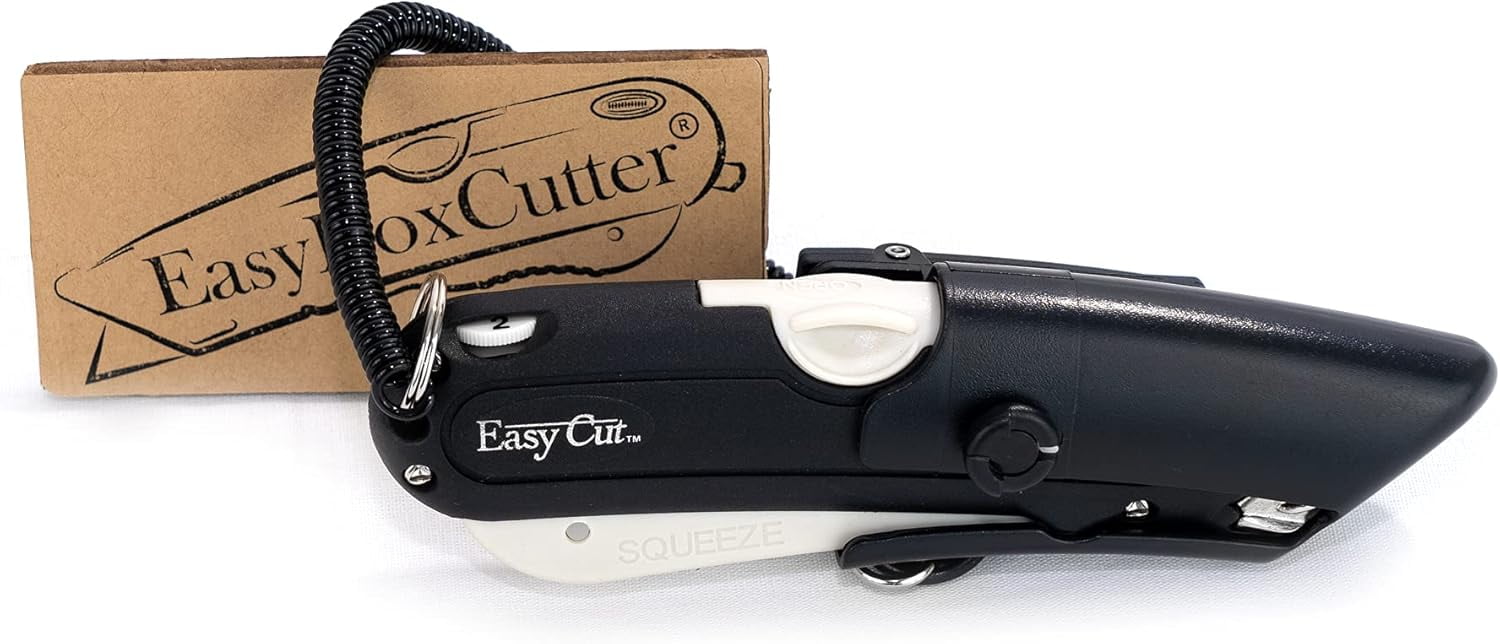 Box Cutter, 3 blade depth setting, Squeeze Trigger and Edge Guides ...