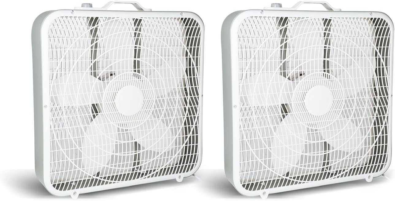 Box Fan 20 Inch, 3-Speed Cooling Fan with Aerodynamic Shaped Fans ...