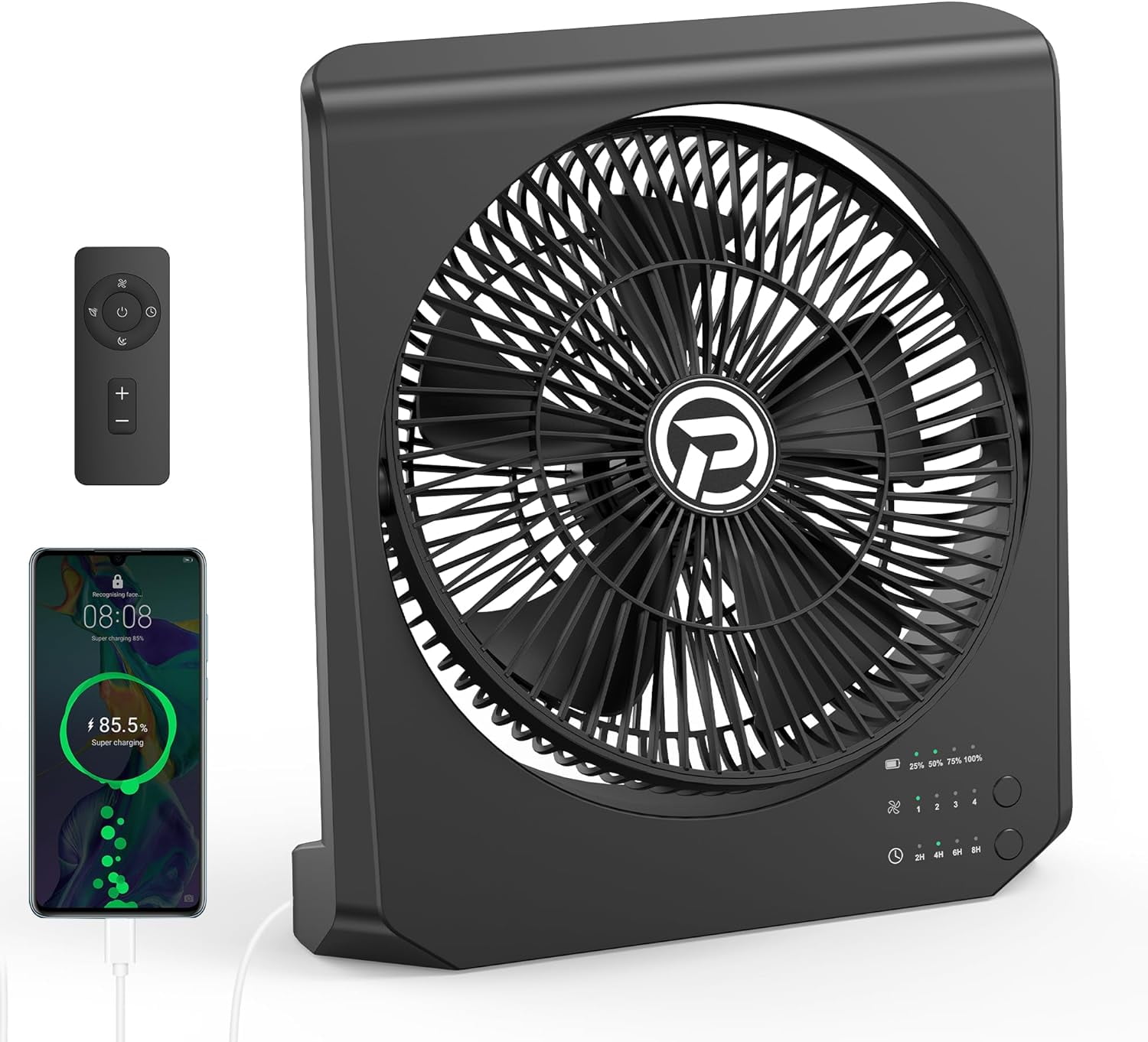 Box Fan, 20000mAh Rechargeable Battery Powered Window fan, 10" Quiet ...