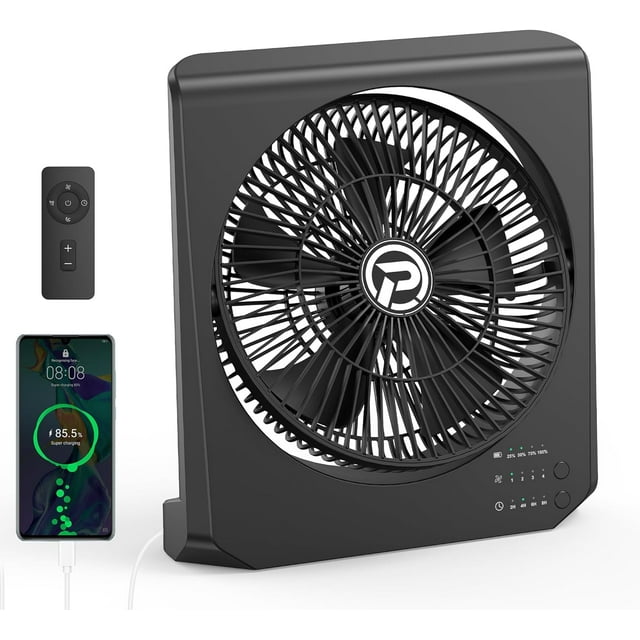 Box Fan, 20000mAh Rechargeable Battery Powered Window fan, 10" Quiet ...