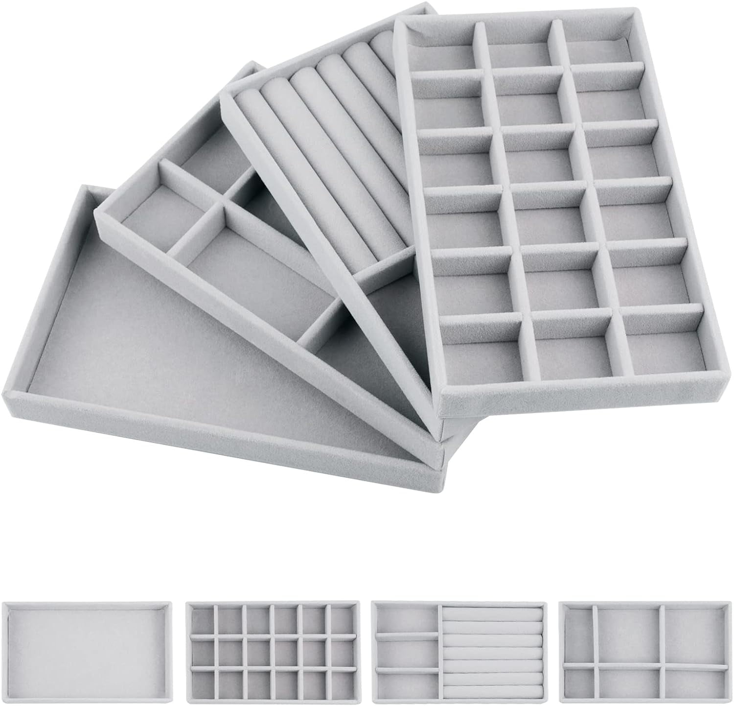 Box For The Ring: Gray Containers With 18 Velvet + Gray Half Boxes ...