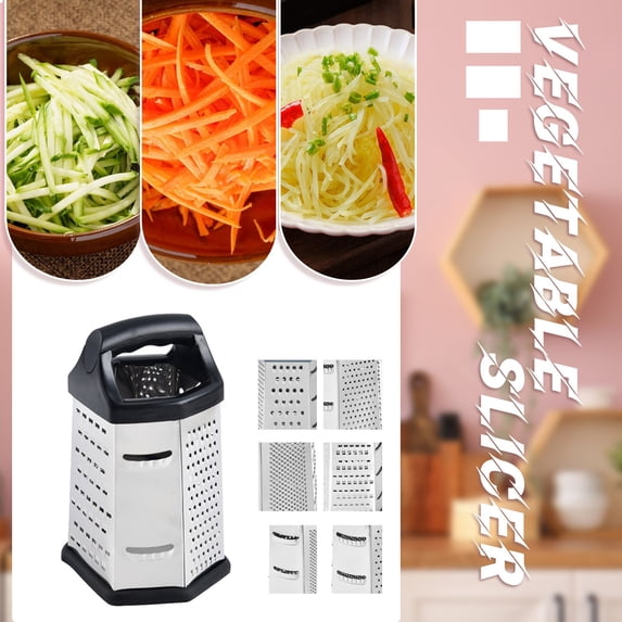 Box Grater 6 Sides Stainless Steel Cheese Shredder Vegetable Slicer ...
