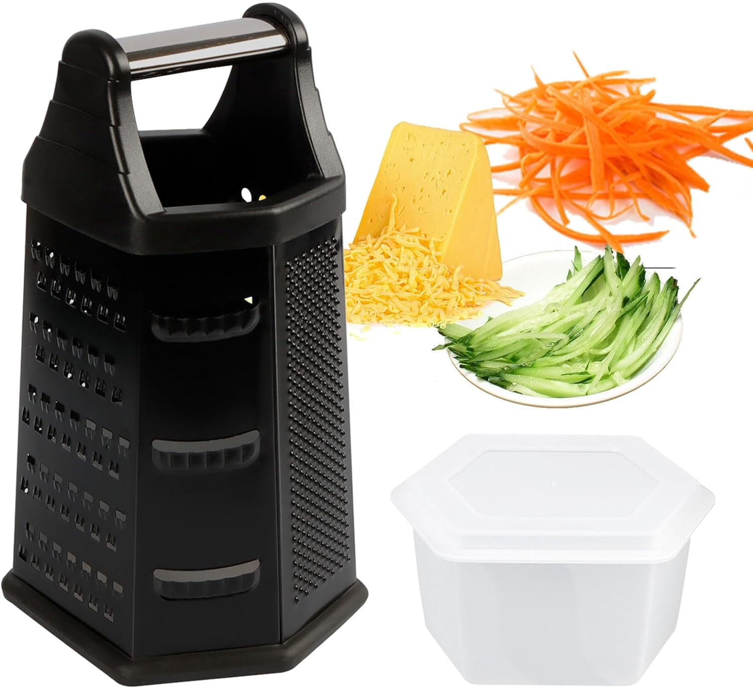 Box Grater, Cheese Grater Shredder Stainless Steel with 6 Sides, Best ...