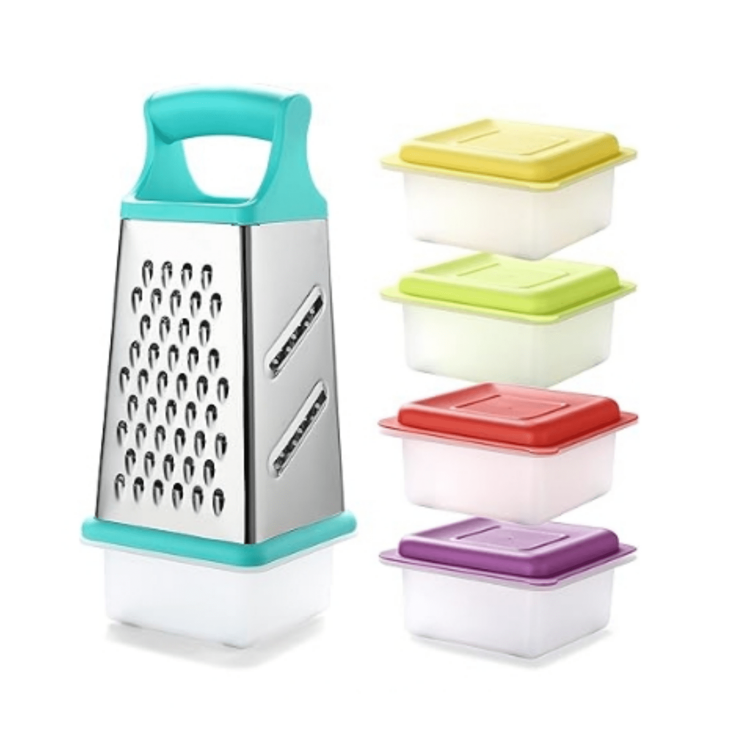 Box Grater,Stainless Steel Grater with 4 Sides,Slicer 5 Piece Set ...