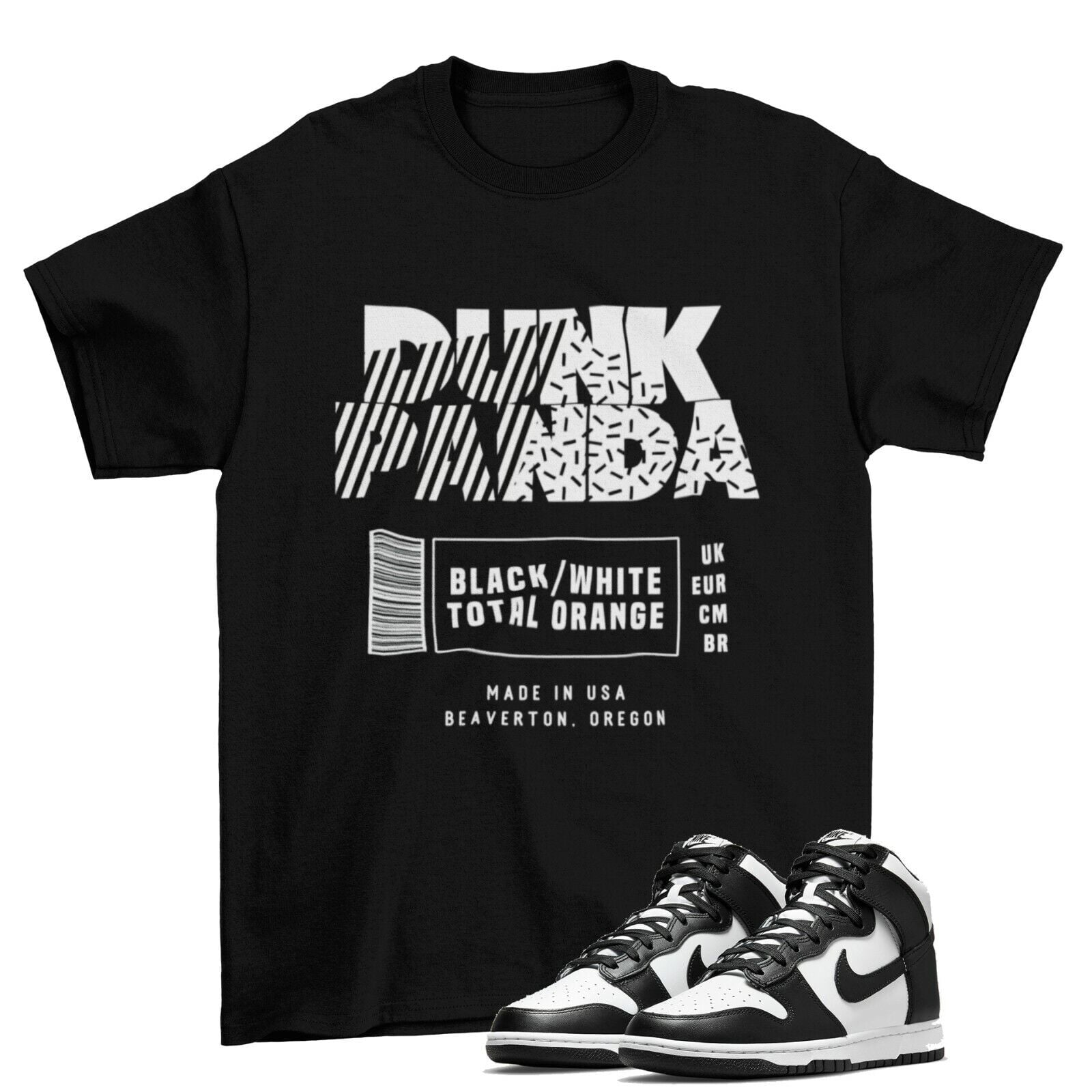 Box Label Shirt to Match Dunk High Panda DD1399-105 NEW Black - Walmart.com