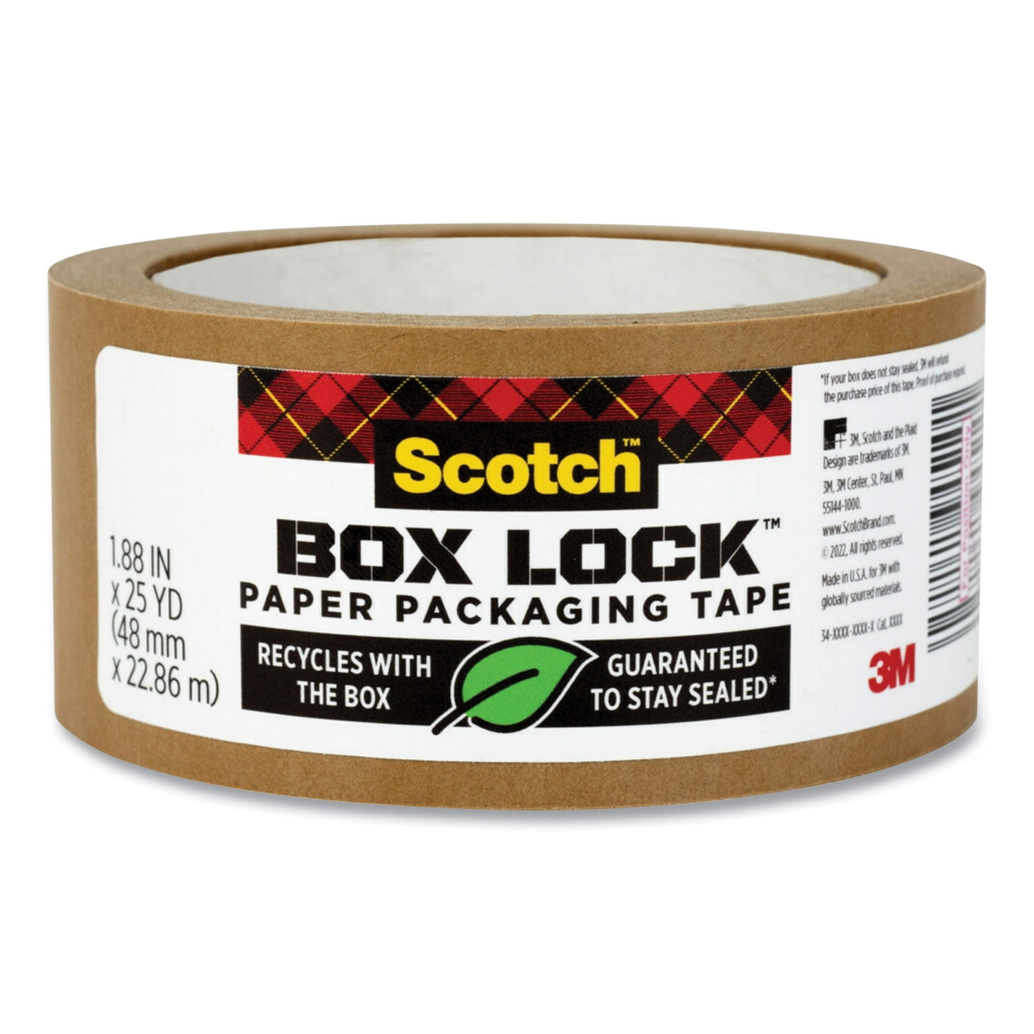 Scotch, Box Lock Paper Packaging Tape, 1.88" x 25 yds, Brown - Walmart.com