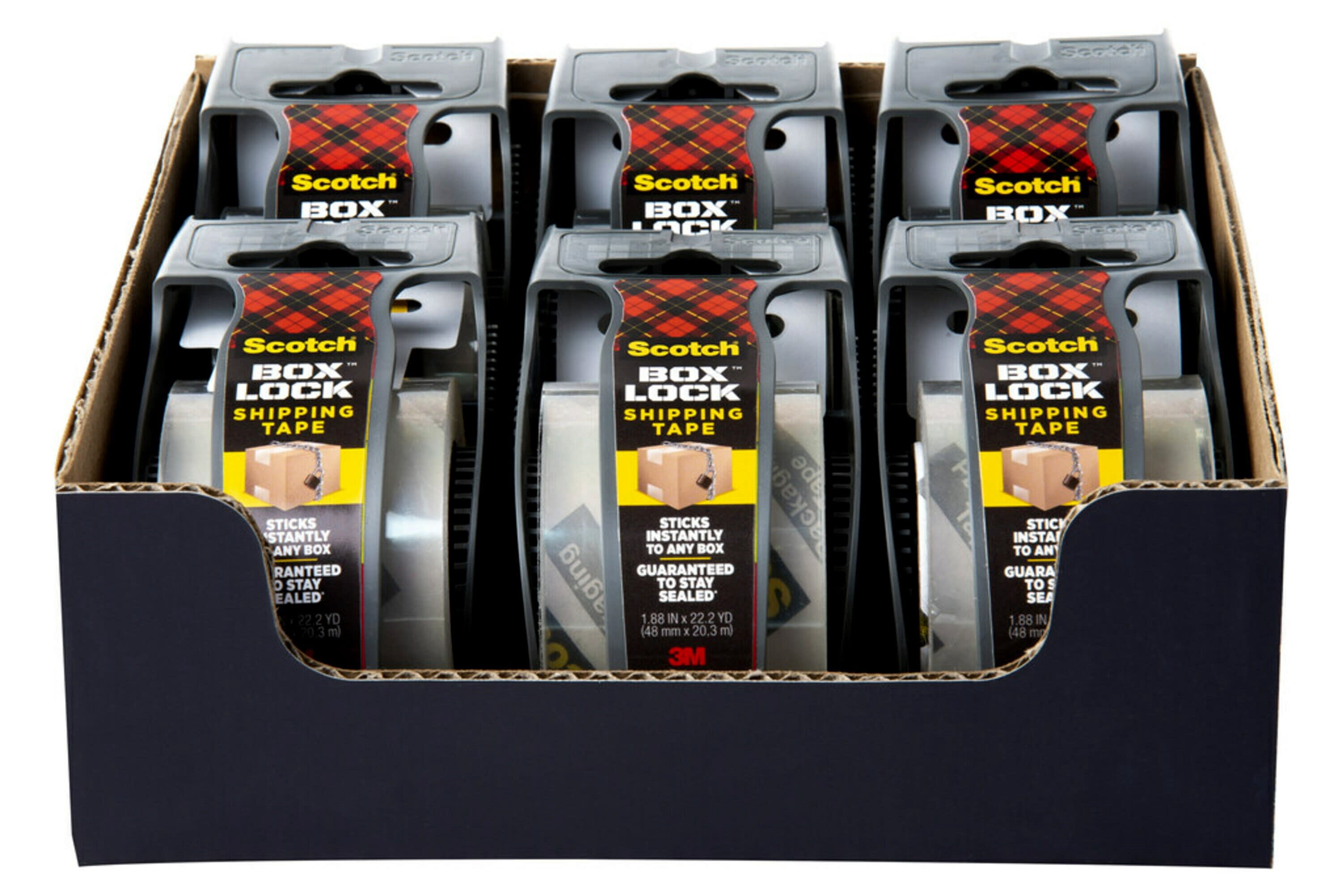 "Box Lock Shipping Packaging Tape, 1.5"" Core With Dispenser, 1.88"" X ...