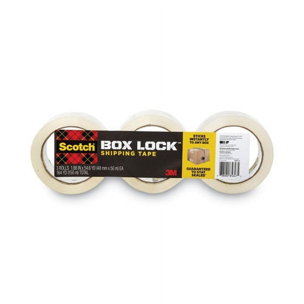 Box Lock Shipping Packaging Tape, 3" Core, 1.88" X 54.6 Yds, Clear, 3 ...