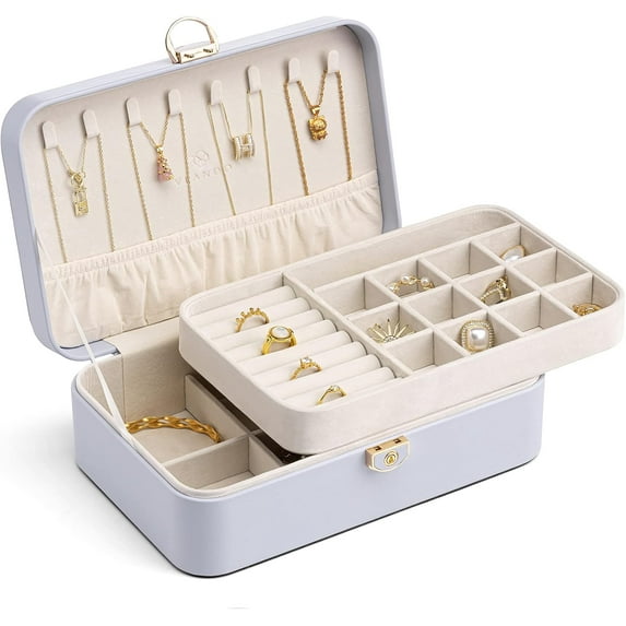 Box Organizer for Girl,Faux Leather Lockable Holder Organzier Case ...