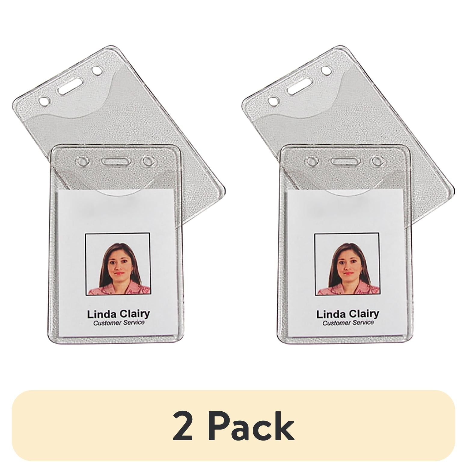 (2 pack) Box Partners Badge Holders Pre-Punched 2" x 3" Clear 100/Case ...