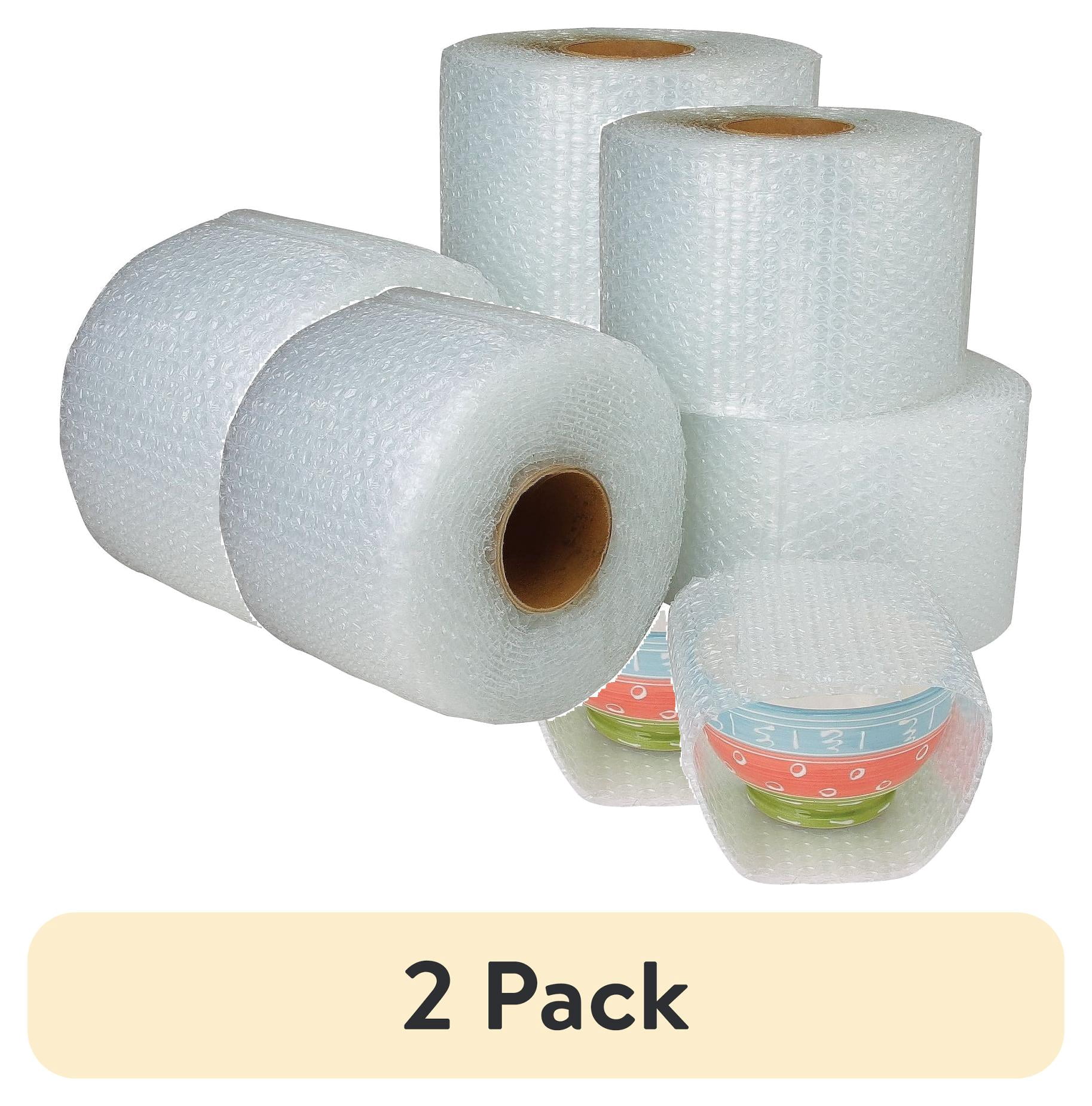(2 pack) Box Partners Cohesive Bubble Rolls 12" x 175' Clear 1 Roll ...