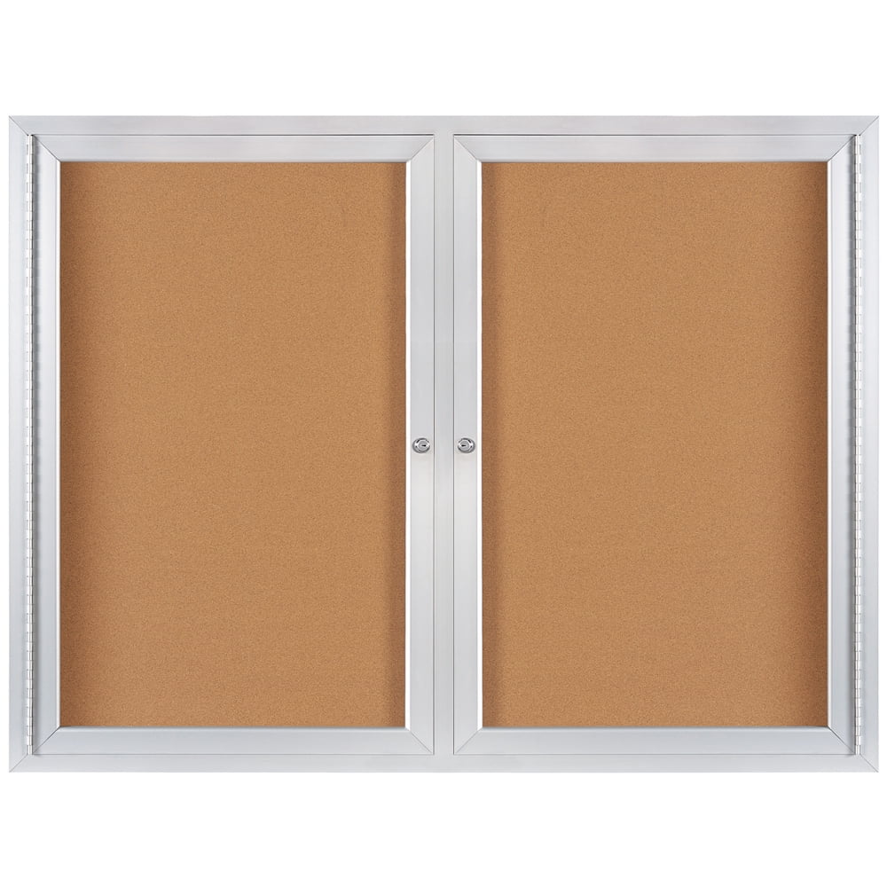 Box Partners Enclosed Cork Board with Aluminum Frame 4' x 3' Brown 1 ...