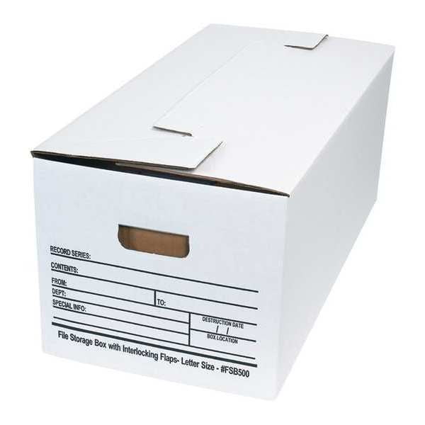 Box Partners File Storage Boxes Interlocking Flap 24" x 12" x 10" White ...