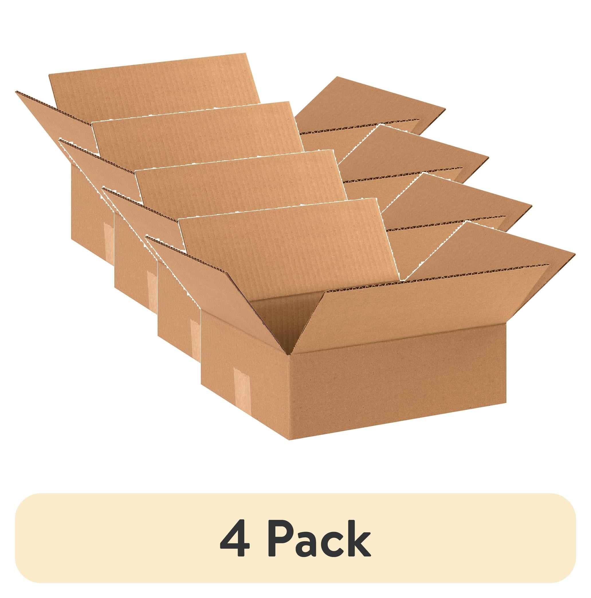 (4 pack) Box Partners Flat Corrugated Bxs,12x10x4,Kraft,25/BDL - BXP ...