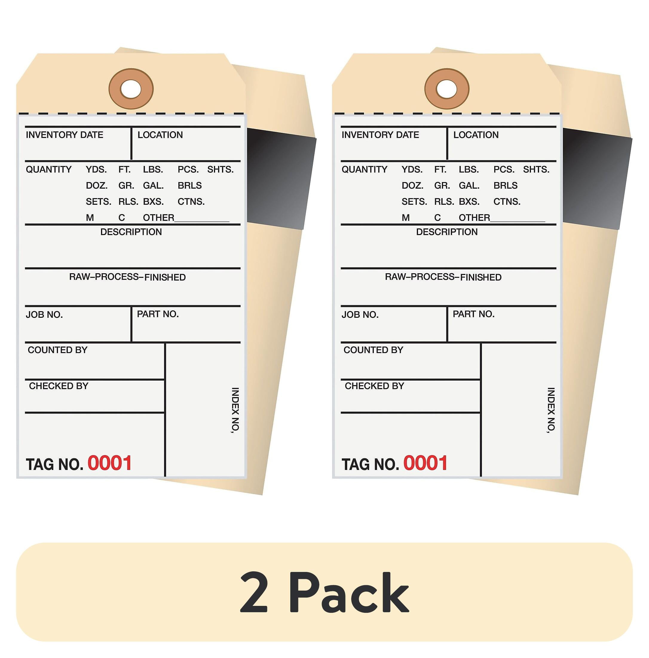 (2 pack) Box Partners Inventory Tags 2 Part Carbon Style #8 (2500-2999) 6 1/4" x 3 1/8" White ...