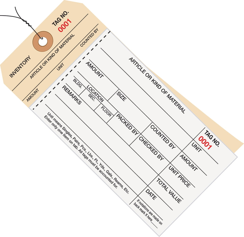Box Partners Inventory Tags 2 Part Carbonless Stub Style #8 Pre-Wired ...