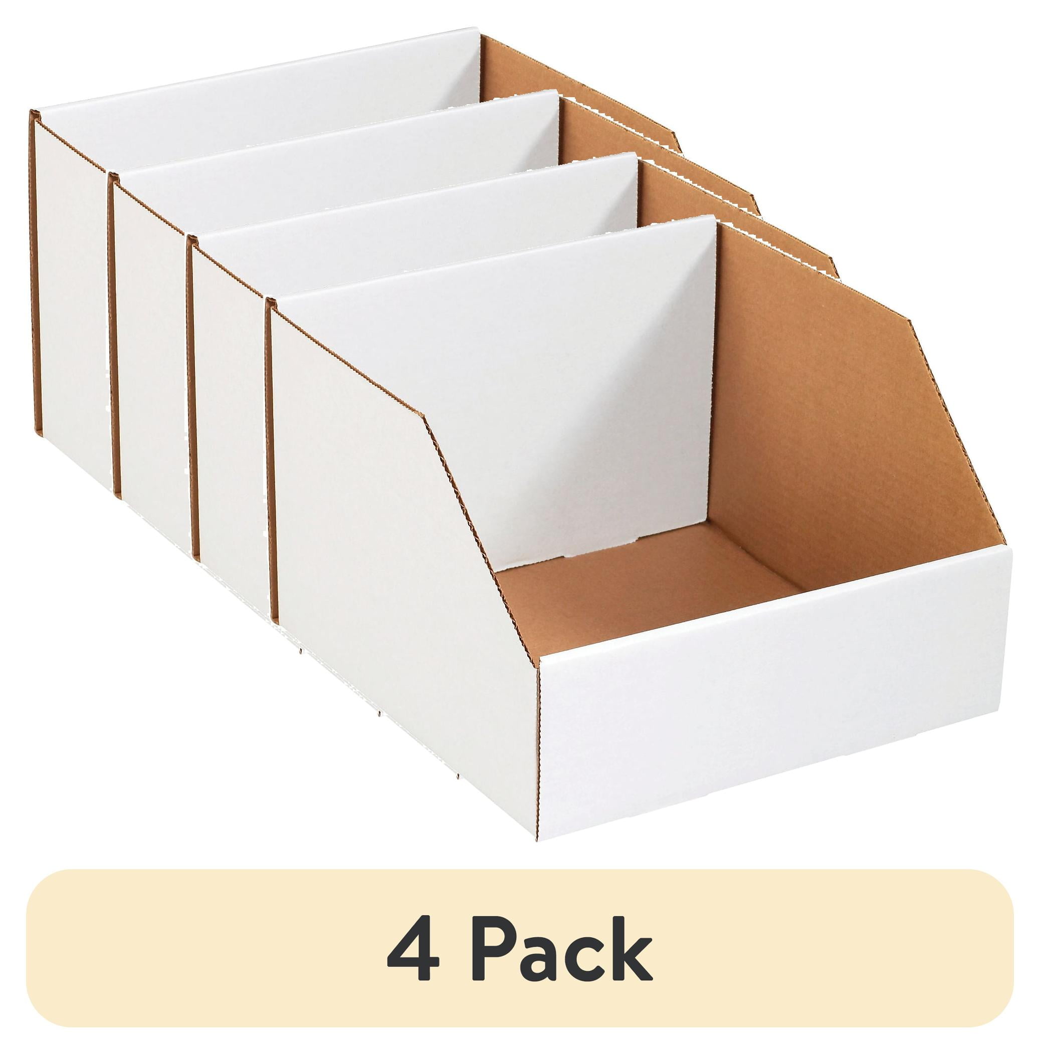 (4 pack) Box Partners Jumbo Open Top Bin Boxes 18" x 18" x 10" White 25 ...